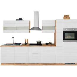KOCHSTATION K&uuml;chenzeile &raquo;KS-Luhe&laquo; 330 cm breit, wahlweise mit oder ohne E-Ger&auml;ten, gefr&auml;ste MDF-Fronten wei&szlig; B/H/T: 330cm x 60cm, inkl. E-Ger&auml;te (