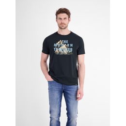 Lerros Herren T-Shirt "T-Shirt aus Baumwolle mit l&Scaron;ssigem Frontprint und O-Neck"classic navy, Gr. XXL, 100% Baumwolle, Shirts