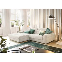 3C Candy Ecksofa &raquo;Stripes Mega-Sofa, bequem und komfortabel, L-Form&laquo; Lose R&uuml;ckenkissen, mit feiner Quersteppung, Cord-Bezug wei&szlig; 88% Polyester, 12% 