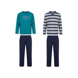 Le Jogger Pyjama in petrol-marine, grau-meliert-marine | Gr.: 170/176