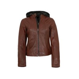 Jilani Lederjacke Lammnappa Kapuze dunkles in Dunkelcognac | Gr.: 40