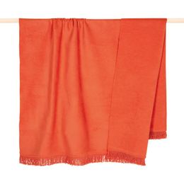 Pad Wohndecke &raquo;SYDNEY1&laquo; Bestseller mit Fransen-Design und gro&szlig;er Farbvielfalt orange Mischgewebe B/L: 150cm x 200cm