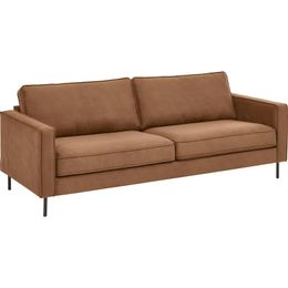 OTTO home 3-Sitzer &raquo;Weston&laquo; im skandinavischem Stil, mit Wellenunterfederung braun 100% PES B/H/T: 211cm x 81cm x 87cm, Luxus-Microfaser Nubuk