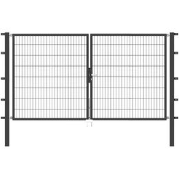 Alberts Zaundoppelt&uuml;r &raquo;Flexo&laquo; 300 cm Breite (150cm + 150cm), in versch. H&ouml;hen grau Stahl B/H: 300cm x 160cm