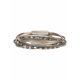 Firetti Damen Wickelarmband &raquo;mehrreihig, mit Elementen aus Metall&laquo; rosa 38cm, Materialmix Polyurethan