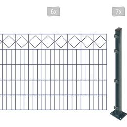 Arvotec Doppelstabmattenzaun &raquo;EASY 100 zum Aufschrauben "Karo" mit Zierleiste&laquo; Zaunh&ouml;he 100 cm, Zaunl&auml;nge 2 - 60 m grau Kunststoff, Stahl H/L: 100cm x 12m, 