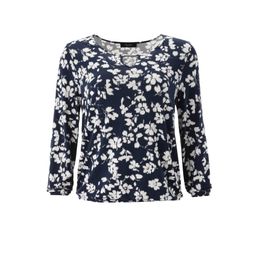 Aniston PLUS Langarmshirt in wei&szlig;-blau | Gr.: 46