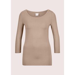 Madeleine Mode MADELEINE Damen 3/4-Arm-Shirt "Blusenshirt Halbarm Viskose-Oberteil f&uuml;r Damen", beige, Modern, Gr. 38, Obermaterial: 95% Viskose CV. 5% Elasthan EL.,