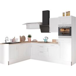 Optifit K&uuml;che &raquo;Ahus&laquo; 200 x 270 cm breit, wahlweise mit E-Ger&auml;ten, Soft Close Funktion wei&szlig; B/H/T: 270cm x 211,8cm x 60cm, ohne E-Ger&auml;te