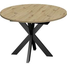 M&auml;usbacher Esstisch Runder Esstisch, Metallgestell in Stern-Form, ausziehbar B/H/T: 110cm x 76cm x 110cm