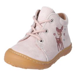 Baby Lauflernschuh "MECKI, WMS: mittel", Pepino BY RICOSTA, Gr. 23, rosa, Nubukleder, Schuhe, Schn&uuml;rschuh, s&uuml;&szlig;es Bambi-Motiv, Gr&ouml;&szlig;enschablone zum