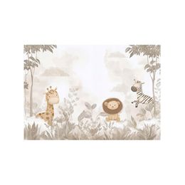 WALLARENA Fototapete Kinder Dschungel in Beige | Gr.: 150 x 105 cm