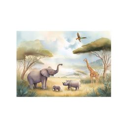 WALLARENA Fototapete Kinderzimmer Tiere in Beige | Gr.: 150 x 105 cm