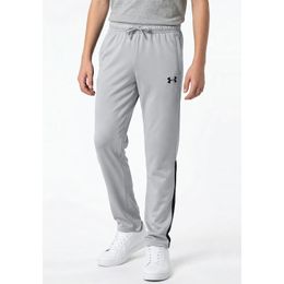 Under Armour Herren Sporthose &raquo;UA BRAWLER 3.0 TAPERED PANT f&uuml;r Jungs&laquo; sportlicher Schnitt, aus Polyester, Tapered Passform grau L (152/158), N-Gr