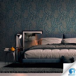 living walls Vliestapete &raquo;DesignDrop vorgeleimte Tapete Floral Blau Braun Metallic&laquo; matt glatt Vliestapete vorgekleistert floral f&uuml;r Schlafzimmer 