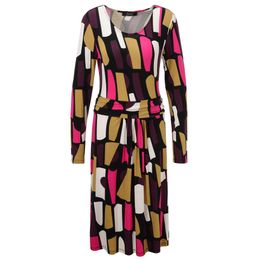Aniston SELECTED Jerseykleid in weinrot-wollwei&szlig;-pink-schwarz-senf | Gr.: 46