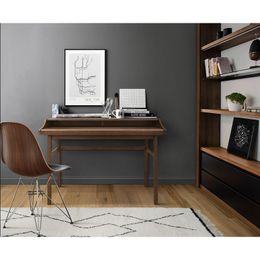 WOODMAN Schreibtisch &raquo;Carteret Computer-Tisch mit ausziebarer Arbeitsplatte&laquo; edles Holzfurnier, Gestell Massivholz, Breite 115 cm braun B/H/T: 115cm x 84cm x 