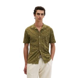 Marc O'Polo MARC O'POLO Herren Kurzarmhemd "mit weichem Frottee-Blattmuster", gr&uuml;n, Gr. XXL, unifarben, Obermaterial: 100% Baumwolle, Hemden