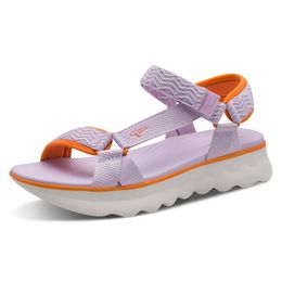 Tamaris Damen Trekkingsandale, Gr. 38violett kombiniert, Textil, unifarben mit Farbeinsatz, Schuhe, Plateau, Sandalette, Riemchensandale in veganer