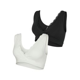 MAMALICIOUS Damen Bustier "MLHELENA CROSSY LACE BRA 2F 2-P NOOS", Gr. L, wei&szlig;, Jersey, Obermaterial: 95% Baumwolle, 5% Elasthan, unifarben, BHs, aus