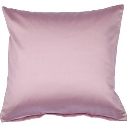 Janine Kissenbezug &raquo;Colors Mako Satin&laquo; mit Rei&szlig;verschluss, uni Kissenh&uuml;lle, feinf&auml;dig, 100% Baumwolle rosa Mako-Satin, Obermaterial: 100% Baumwolle B/L: 50cm