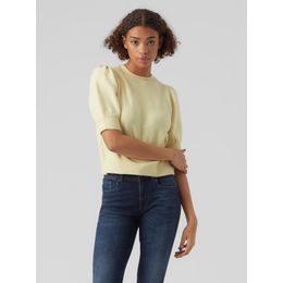 V&eacute;ro Moda VERO MODA Damen Rundhalspullover "VMDOFFY 2/4 O-NECK PULLOVER GA NOOS", gelb, Gr. XL, meliert, Strick, Obermaterial: 94% Polyester, 3% Elasthan, 3%