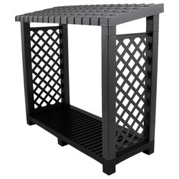 KHW Kaminholzregal &raquo;aus stabilem und wetterfestem Kunststoff&laquo; sch&uuml;tzt Kaminholz vor Feuchtigkeit grau Polypropylen (PP) B/H/T: 114cm x 102cm x 47cm