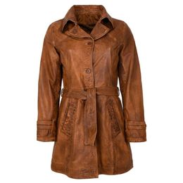 Maddox Leder-Trenchcoat Lammnappa antik in Mittelbraun | Gr.: 36