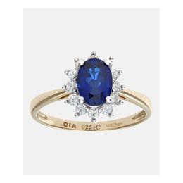 Diamant L'&eacute;ternel Cluster-Ring aus 375 Gelbgold mit Diamant mit Saphir | Gr.: 52