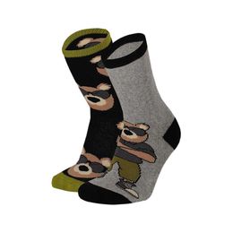 Yuhu Jungen Stoppersocken 2 Paar rutschfest B&auml;r Motiv in Grau | Gr.: 27-30
