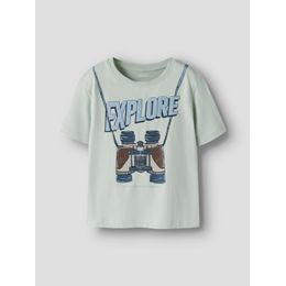 name it M&auml;dchen T-Shirt "NMMHOLLI SS NREG TOP BOX", gr&uuml;n, Gr. 110, bedruckt, Jersey, Obermaterial: 95% Baumwolle, 5% Elasthan, Shirts,