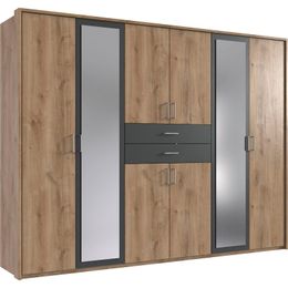 wimex Kleiderschrank &raquo;Diver Dreht&uuml;renschrank mit Spiegel, in der Breite 270cm&laquo; Bestseller Schlafzimmerschrank wahlweise 3 Innenausstattungen grau B/H/T: 