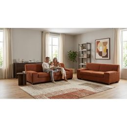 OTTO home Polstergarnitur &raquo;Faxxe aus 2-Sitzer und 3-Sitzer&laquo; Set, 2 tlg. aus haustierfreundlichem Pet Friendly Cord orange 90% Polyester, 10% Nylon B/H