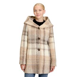 AMBER & JUNE AMBER & JUNE Damen Kurzjacke "Damen mit Kapuze", beige, Gr. 34, Obermaterial: 55% Polyester, 30% Schurwolle, 15% Polyacryl. Besatz: 100% Polyester.