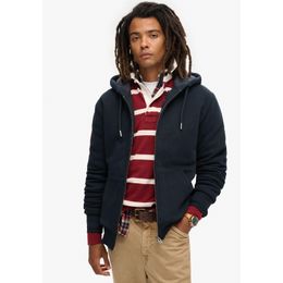 Superdry Herren Kapuzensweatjacke "Borg Lined Ziphood", blau, Gr. S, unifarben, angeraute Sweatware, Obermaterial: 80% Baumwolle, 20% Polyester,
