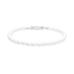 Tamaris Damen Armband &raquo;Pearl Charms&laquo; mit Glasperle wei&szlig; 18cm, Edelstahl Perlen