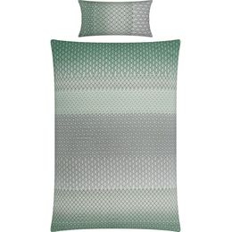 REDBEST Seersucker Bettw&auml;sche in jade-grau | Gr.: 155x220 cm (40x80 cm)