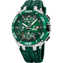 Festina Herren Chronograph &raquo;Chrono Bike&laquo; Quarzuhr, Armbanduhr, Herrenuhr, analog, Tag, Stoppfunktion gr&uuml;n Einheitsgr&ouml;&szlig;e