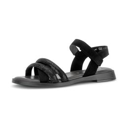 Gabor Damen Riemchensandale, Gr. 36schwarz, Lederimitat, Ziegenveloursleder, Schuhe, Blockabsatz, Sandalette, Sommerschuh mit gl&auml;nzenden