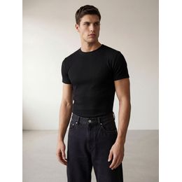 ARMIE Shirt 'The Peter Slim-Fit Ribbed T-shirt - Black' male size L Black