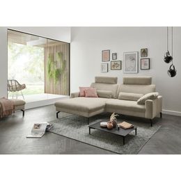 Die PlanBar Ecksofa &raquo;ZE-EM20028 L-Form, Breite 248 cm&laquo; wahlweise mit Kopfst&uuml;tzen und Sitztiefenverstellung beige 95% Polyester;5% Nylon B/H/T: 248cm x