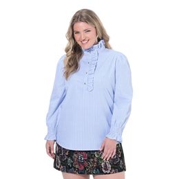 Ulla Popken Trachtenbluse in himmelblau | Gr.: 42-44