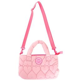 Zwillingsherz Damen Tragetasche &raquo;"Herzsteppung"&laquo; Herzsteppung, abnehmbarer pinker Schulterriemen, pinkes Logopatch rosa B/H/T: 29cm x 20cm