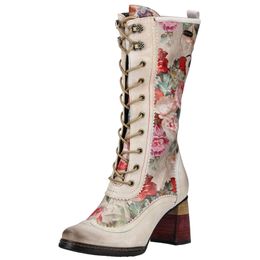 Laura Vita Schn&uuml;rstiefel Damen Gr&ouml;&szlig;e 42 beige / gr&uuml;n / rosa / rot