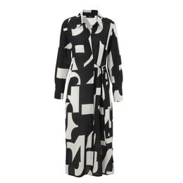 Aniston SELECTED Midikleid in schwarz-offwhite | Gr.: 46