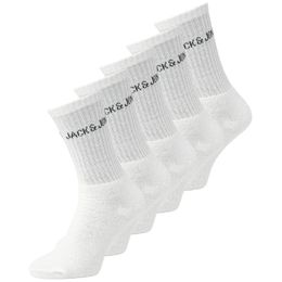 Jack & Jones JACK & JONES Herren Tennissocken "JACREGEN TENNIS SOCK 5 PACK NOOS", wei&szlig;, Baumwollmischung, unifarben, Socken, mit Stretchanteil