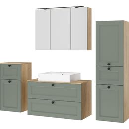 Badm&ouml;bel-Set Nobilia, B:210cm H:181cm T:49cm, gr&uuml;n, Kastenm&ouml;bel-Sets, "Cascada", vormontiert, mit Soft-Close