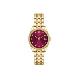Lacoste Damen Quarzuhr "Lacoste PARISIENNE"goldfarben, rot, Armbanduhren, Armbanduhr, Damenuhr, Edelstahlarmband, analog, Glaskristalle