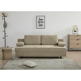 Schlafsofa OTTO HOME, B:192cm H:84cm T:82cm, beige, 100% Polyester, Jugendzimmer, Sofas, "ONNIKO, Breite: 192 cm, Liegefl&auml;che 121x192 cm,