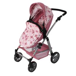 Bayer Chic 2000 CHIC2000 Kinder Kombi-Puppenwagen "Nele"flowers rosa, Kunststoff, Polyester, Stahl, B:71cm H:85cm T:71cm, Puppenwagen, zusammenklappbar